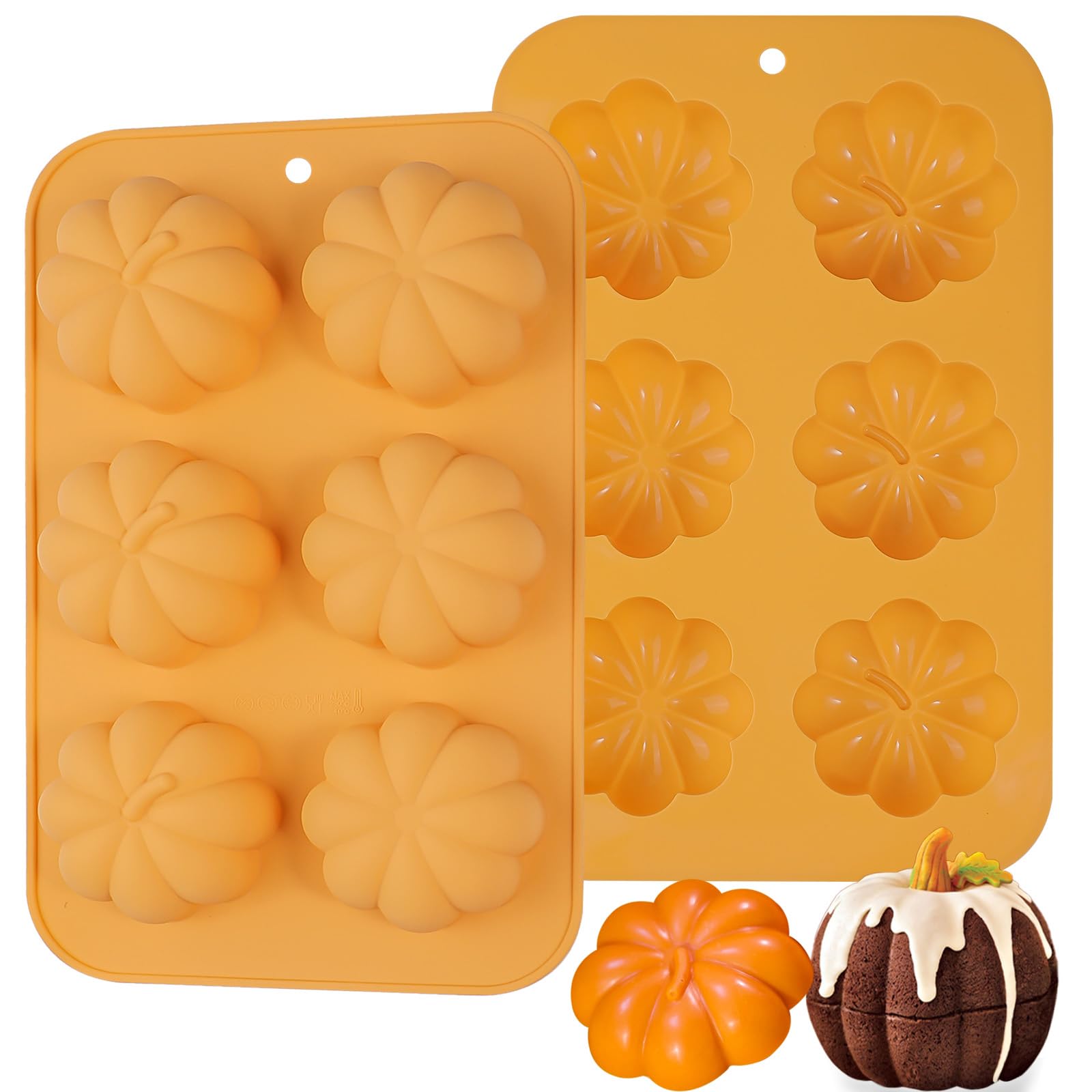 Amazon.com: Webake Pumpkin Cake Mold Silicone 3D Pumpkin Cupcake Pan ...