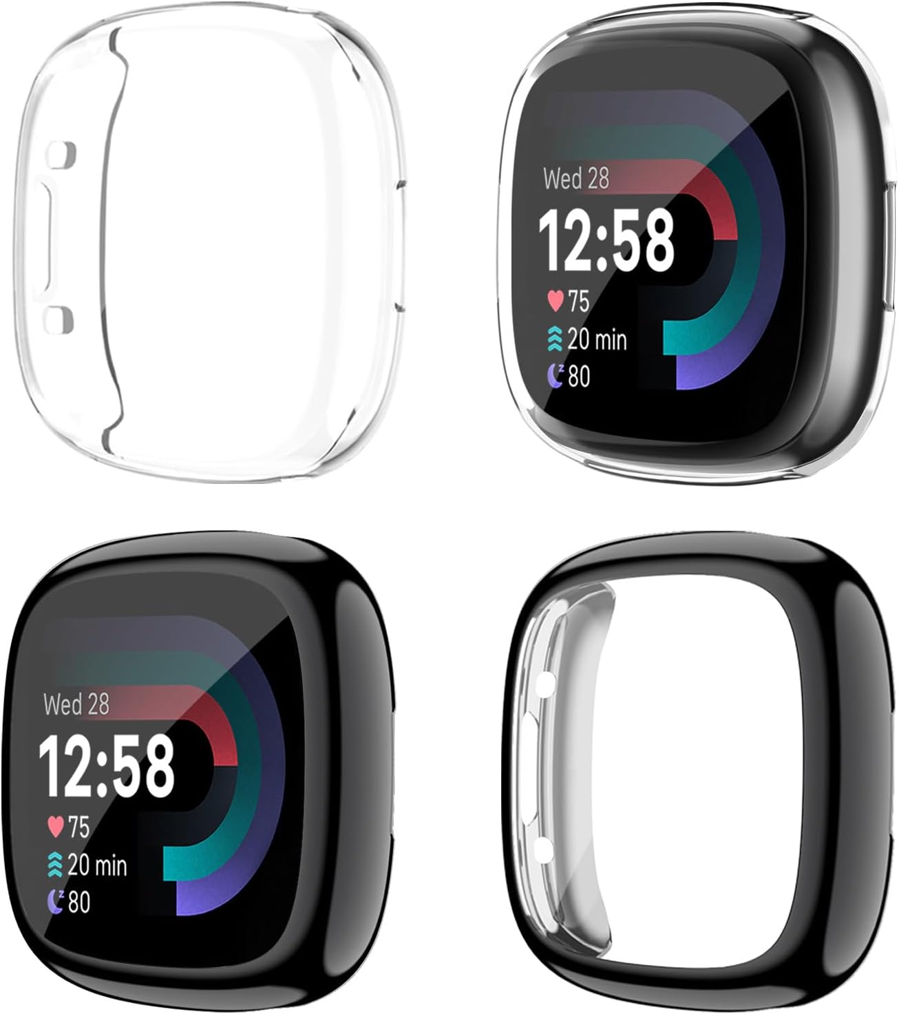 4 Pack Meliya Screen Protector for Fitbit Sense 2 /Versa 4 Case, Soft ...