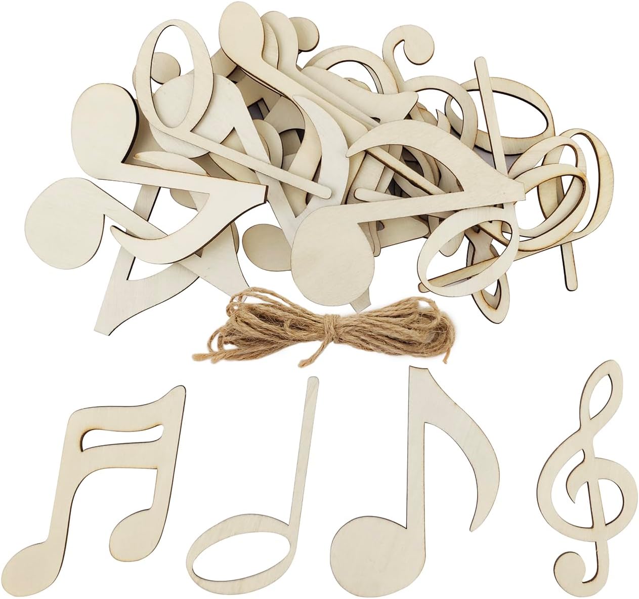 Amazon.com: 6pcs Wooden Music Notes DIY Craft Musical Notes Unfinished ...