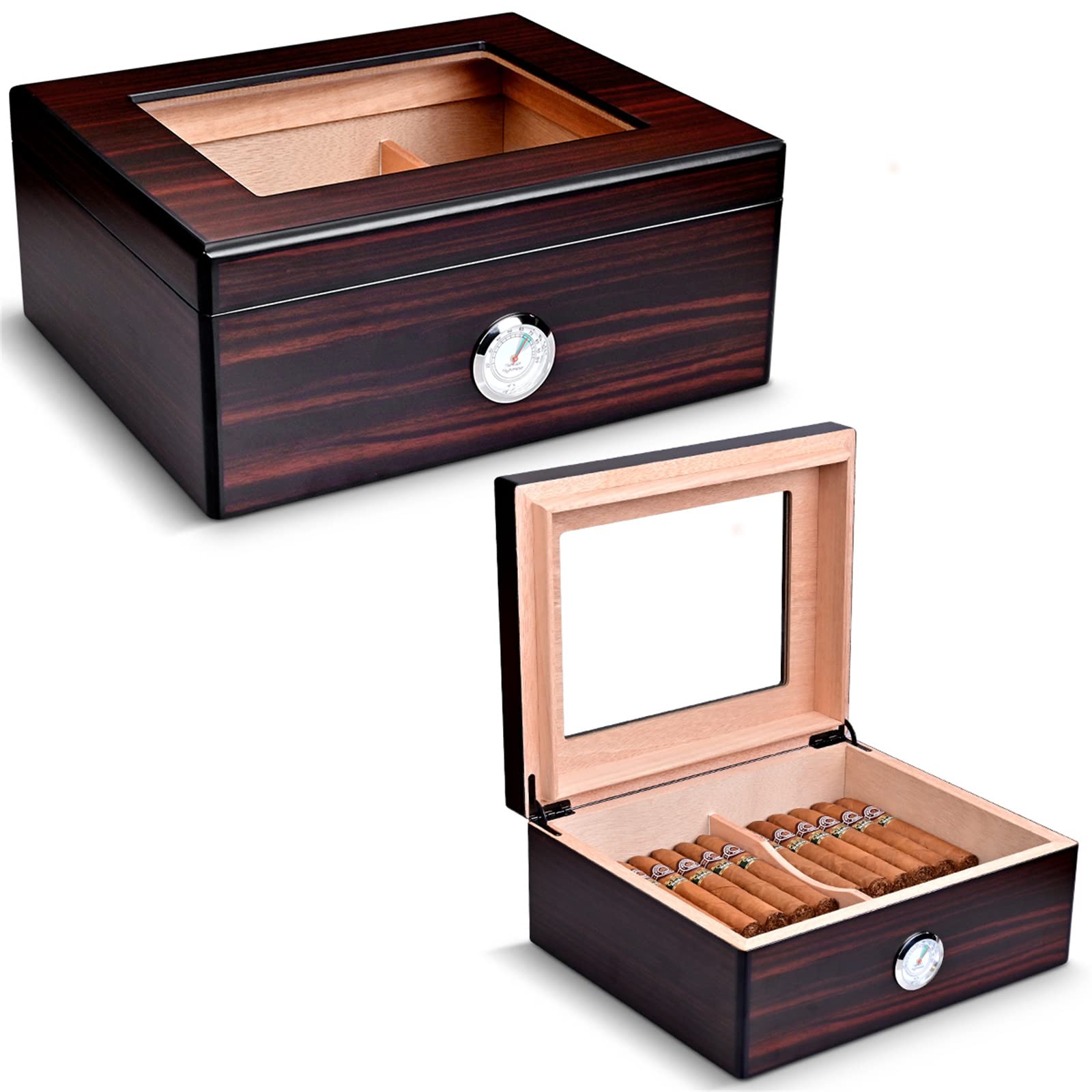CIGARLOONG Cigar Humidor Large Capacity Desktop Spanish Cedar Cigar Box ...