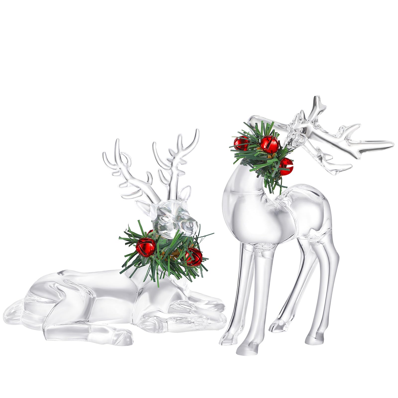 Snapklik.com : 2 Pcs Acrylic Christmas Reindeer Ornaments Clear Deer ...