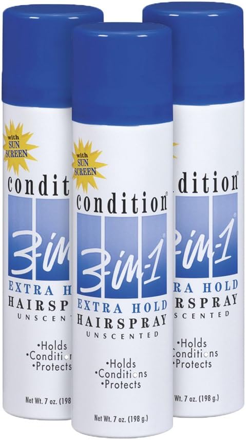 Amazon.com : Condition 3-in-1 Extra Hold Unscented Hairspray, 7 Ounce ...