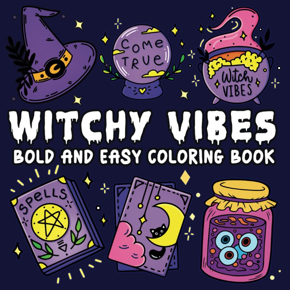 Amazon.com: Witchy Vibes: Bold and Easy Coloring Book for Adults, Teens ...