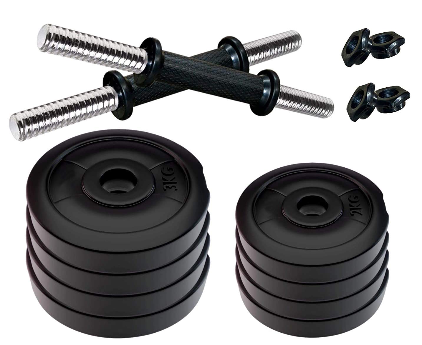 Musclen PVC Dumbbell Plates Dumbbells Set (20KG, 3KGx4, 2KGx4, Black ...