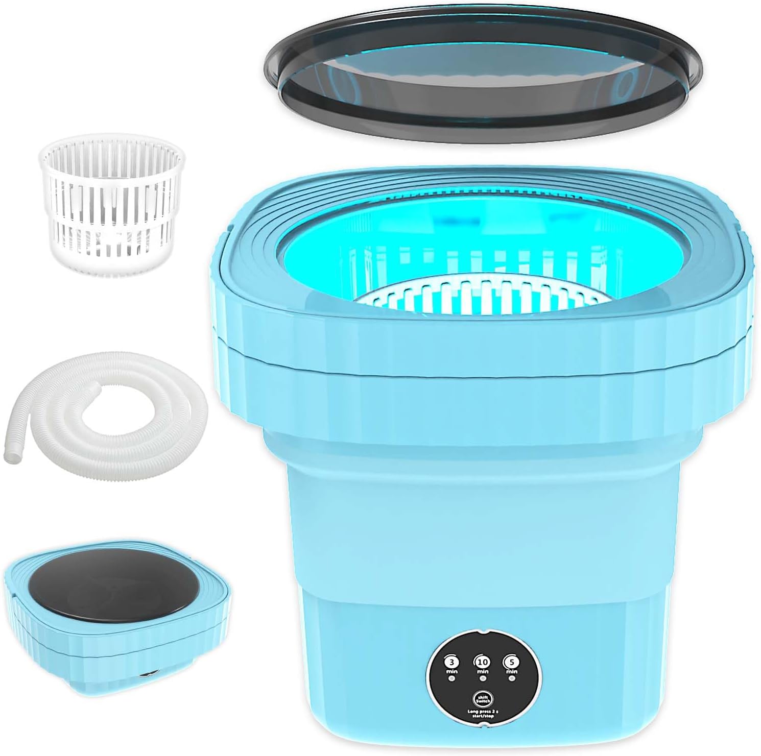 Portable Washing Machine, 11L Weighs 2kg 2 in 1 Foldable Washer and ...