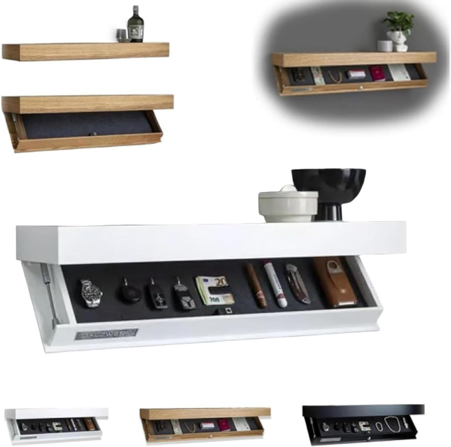 Amazon.com: TUSUO Shelf Modern Wooden Floating Shelf with Hidden ...