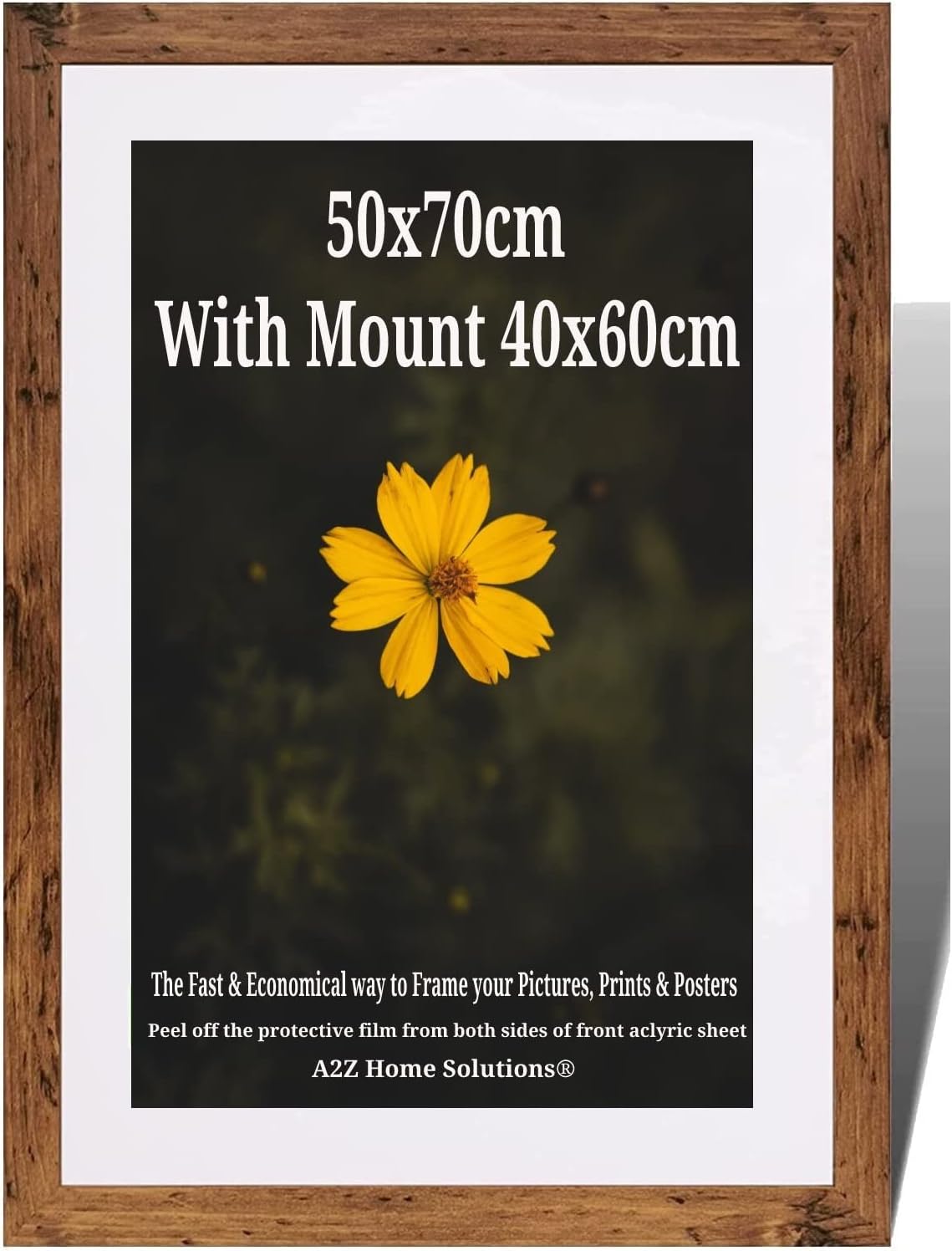 A2Z Home Solutions® Photo Frame Rustic 50x70 cm Frame With Mount 40x60 cm Picture Poster Print ...