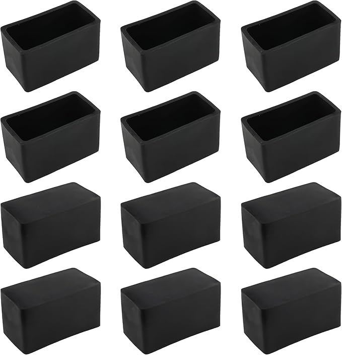 AUXBC 12PCS 3/4" x 1-1/2"Rectangular Rubber Furniture Leg Caps, PVC ...