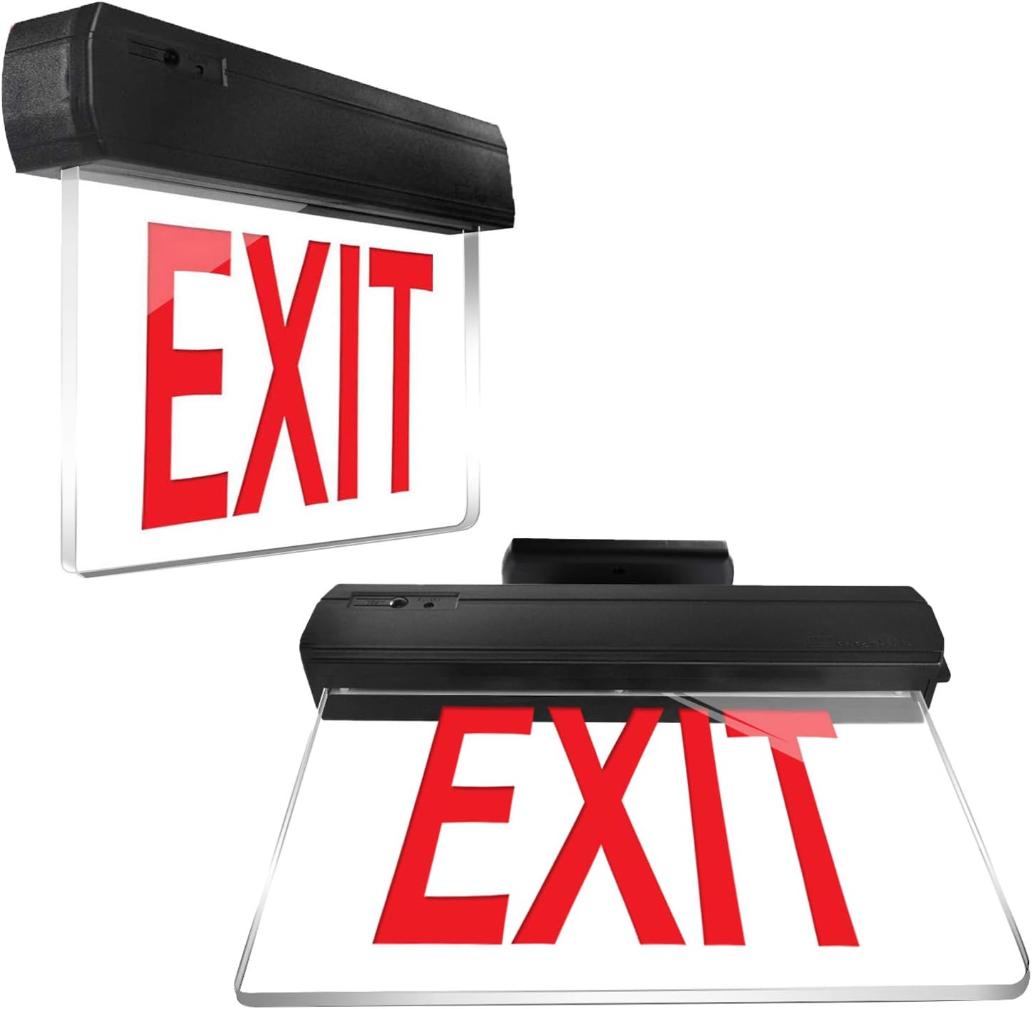 eTopLighting [2 Pack] Edge Lit Exit Sign LED Light Panel, Red Lettering ...