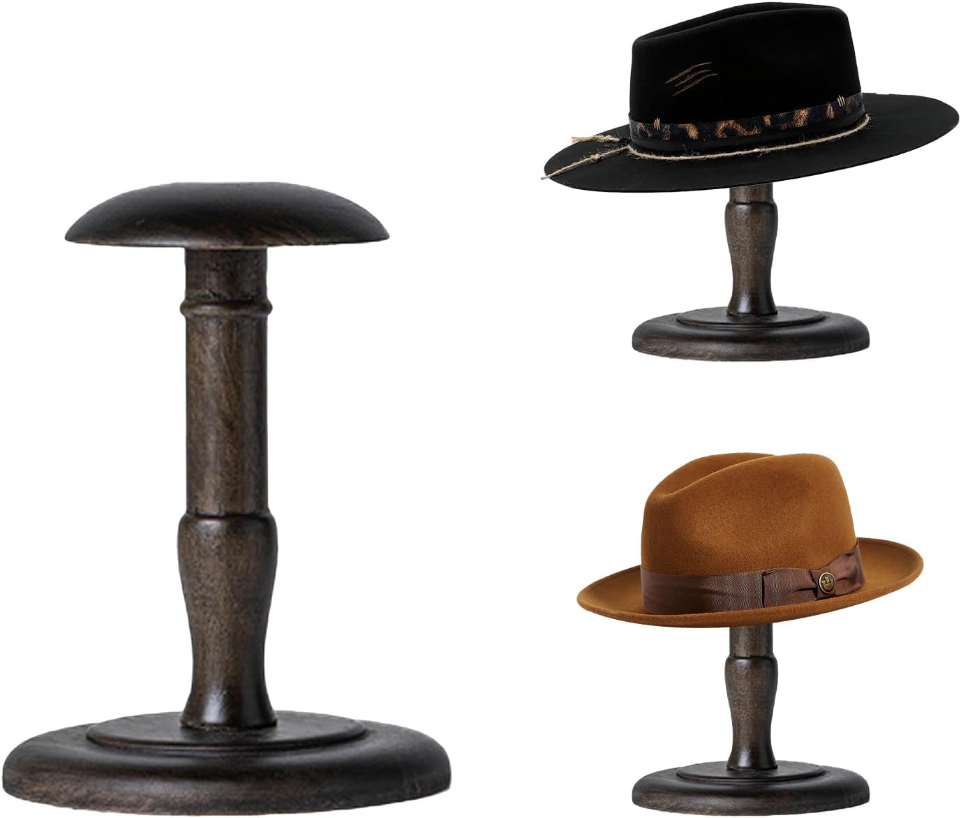 Amazon.com: Vintage Hat Stand - Handcrafted Pine Wood Hat & Wig Holder ...