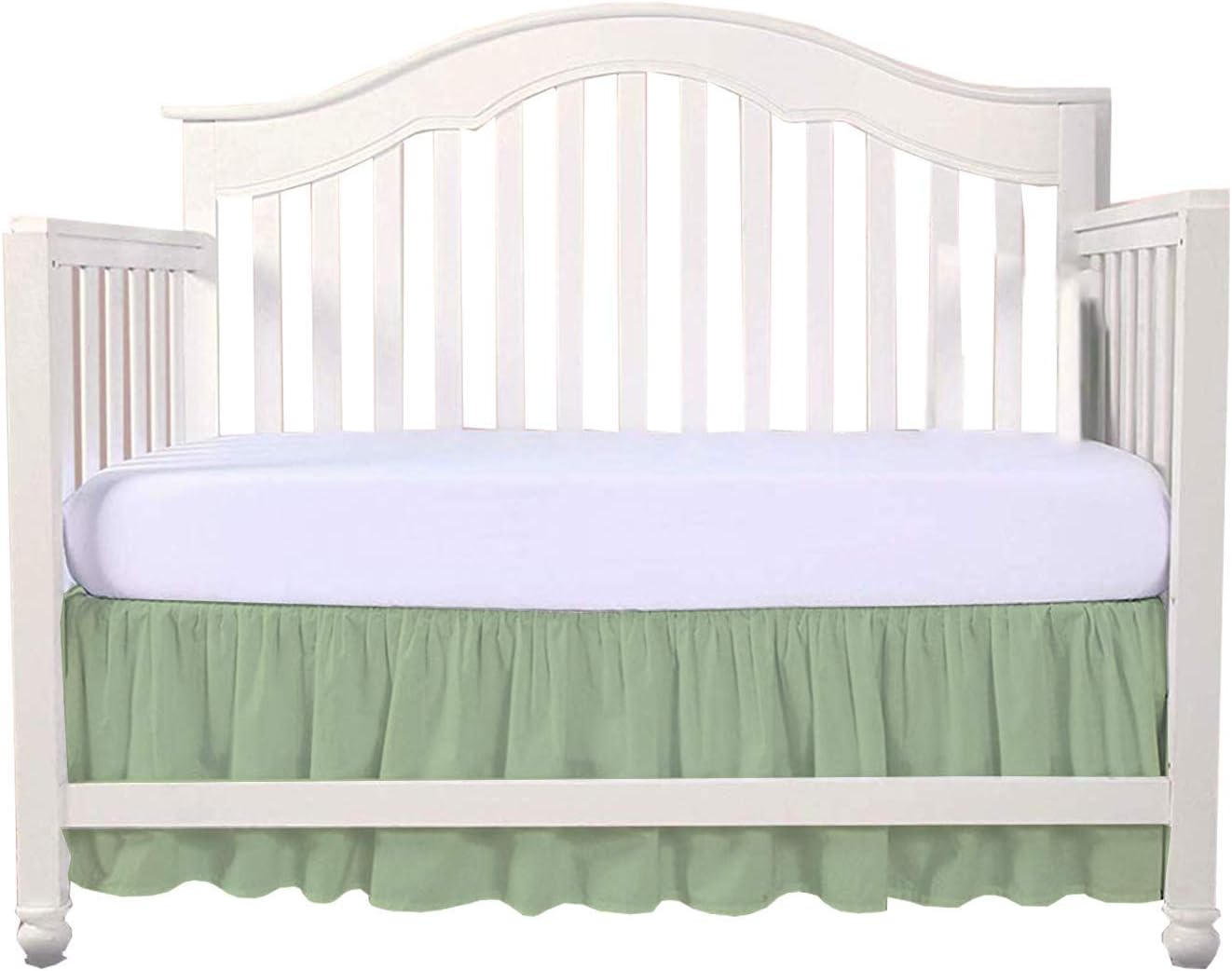 Amazon.com: Sage Crib Bed Skirt Dust Ruffle, Split Corner 100% Natural ...