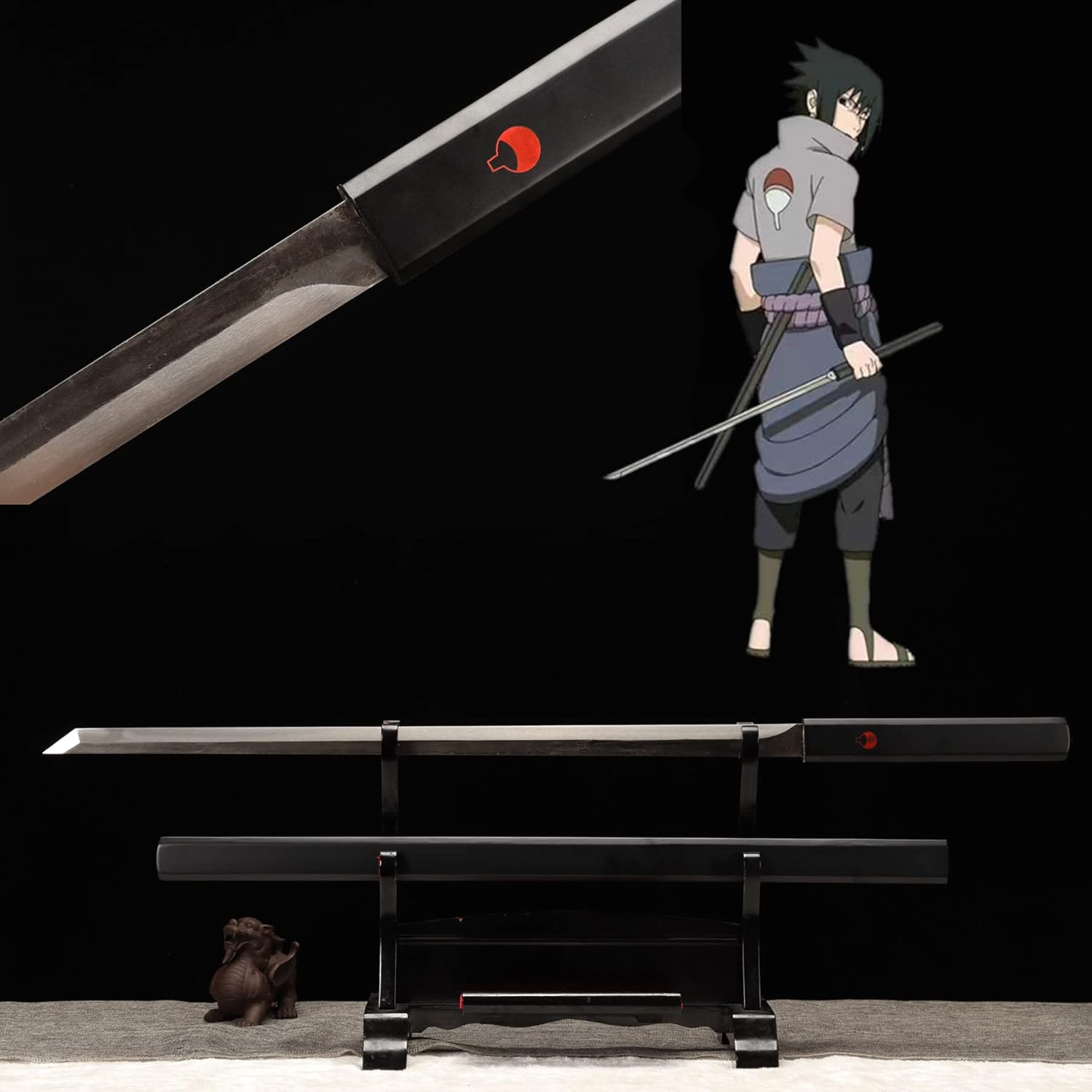 LQSLFsword Anime Cosplay Sasuke Sword with Uchiha Family Logo Kusanagi ...