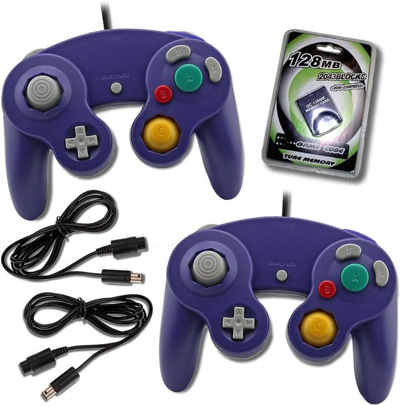 Amazon.com: 2 Purple Game Cube Controllers with 2 Extension Cables and ...