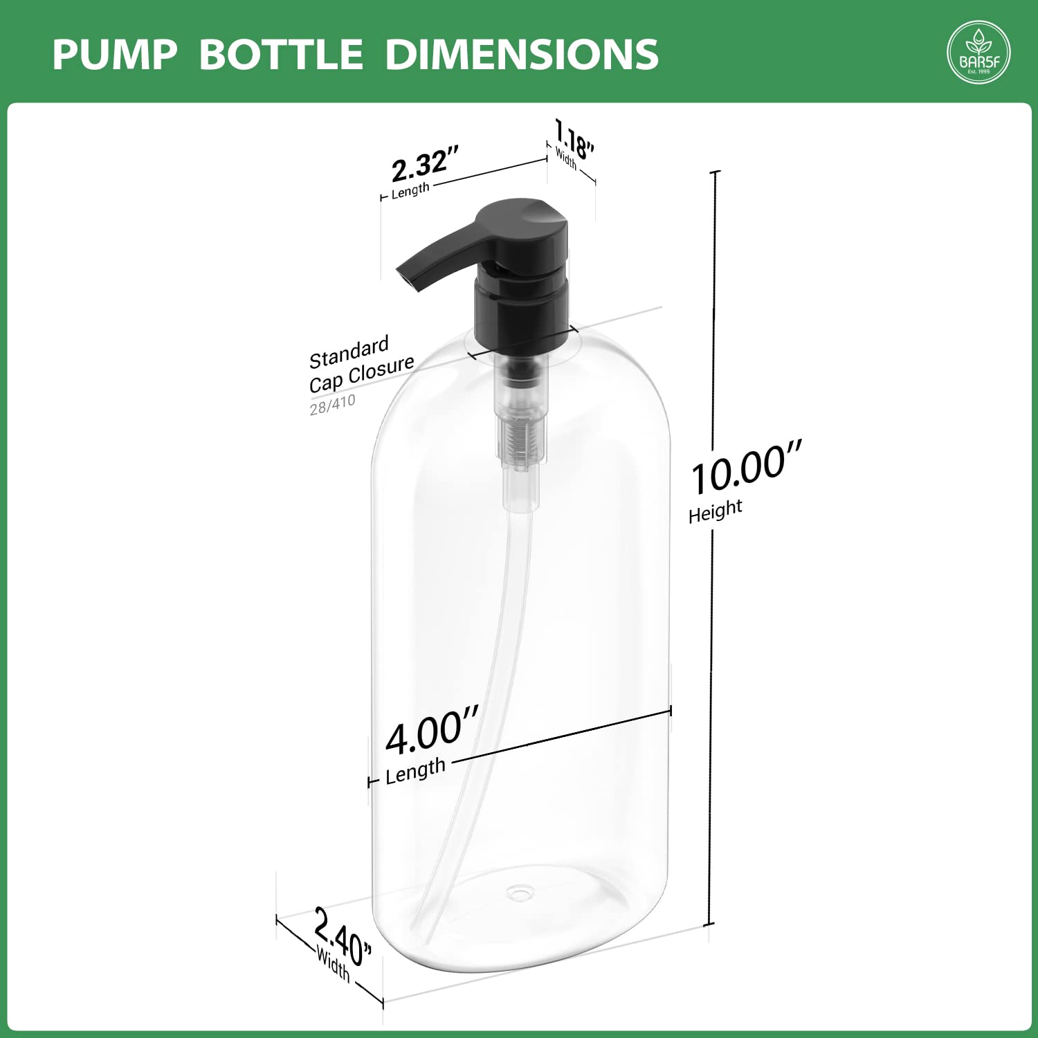 Bar5F Empty Shampoo Bottles with Pumps, 32oz/1Liter/Large, BPA-Free ...