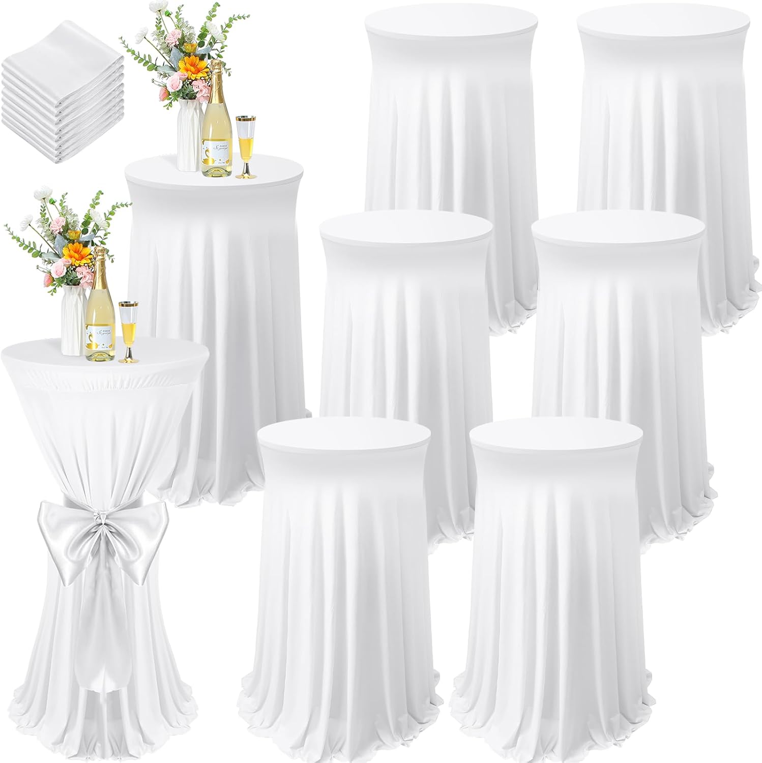 Amazon.com: Oudain 8 Pcs Cocktail Table Covers with Satin Sash 32 x 43 ...