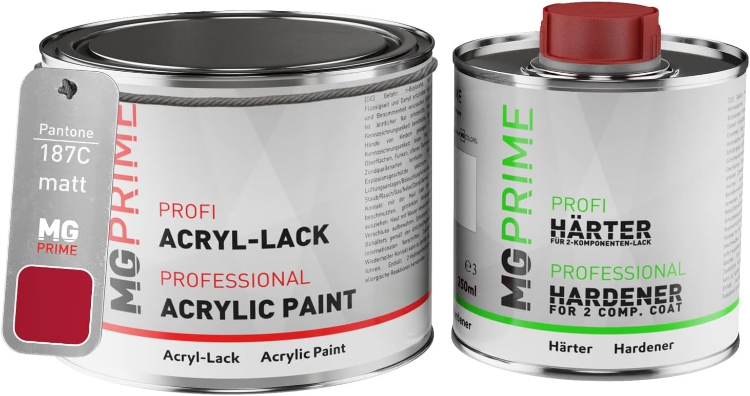 MG PRIME Pantone 187C Red Acrylic paint matt 0.75 litre / 750 ml can ...