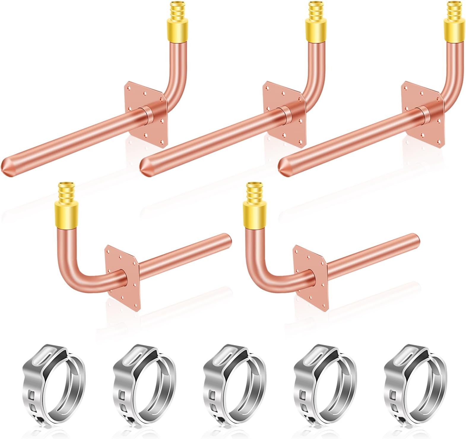 Amazon.com: Pack of 5 Copper Stub Out Elbows with Wall Flange Stub Out ...