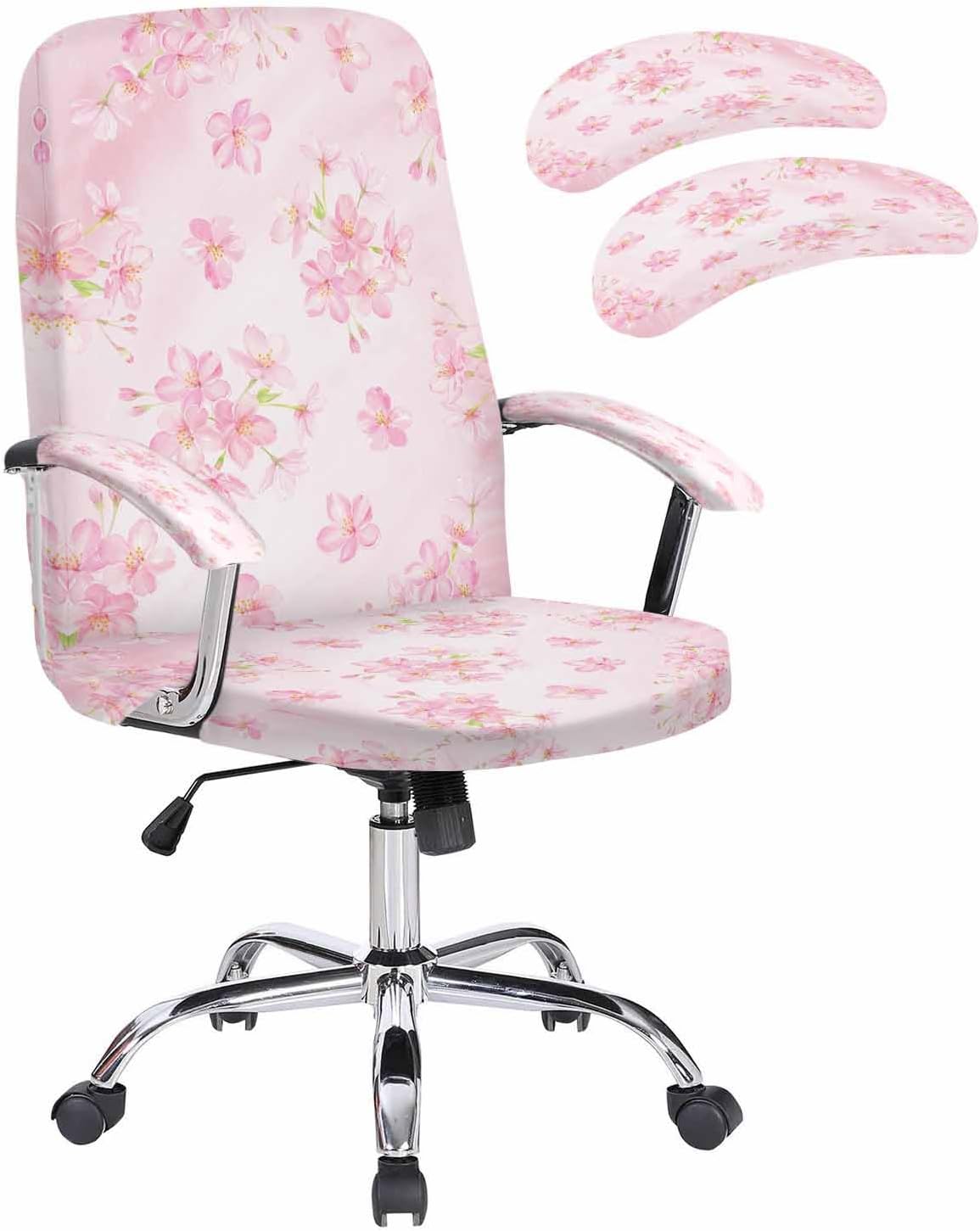 Amazon.com: DecorLovee Pink Spring Floral Office Chair Cover with ...
