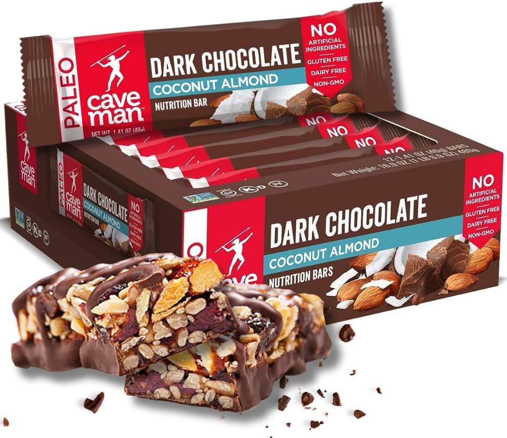 Amazon.com : Caveman Foods Dark Chocolate Almond Coconut (12 Count Box ...