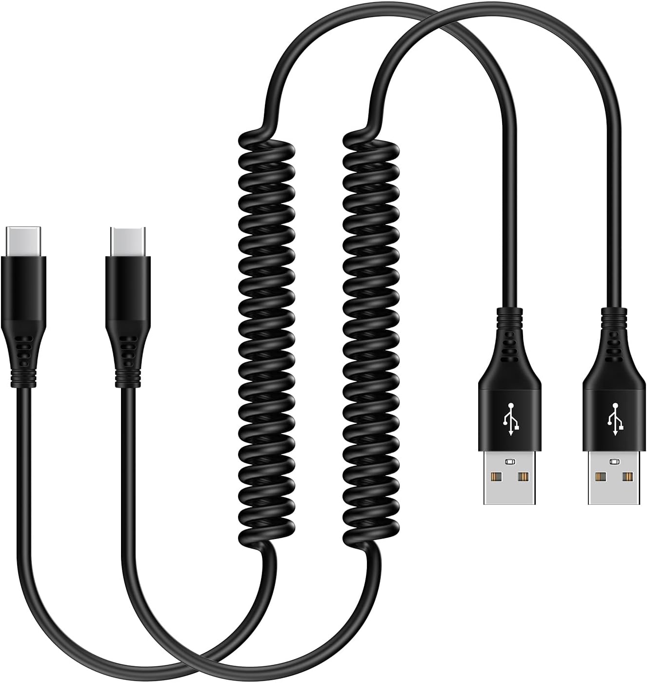 Amazon.com: Retractable Auto Type C Cord Fast Charging 2Pack 5ft Spring ...