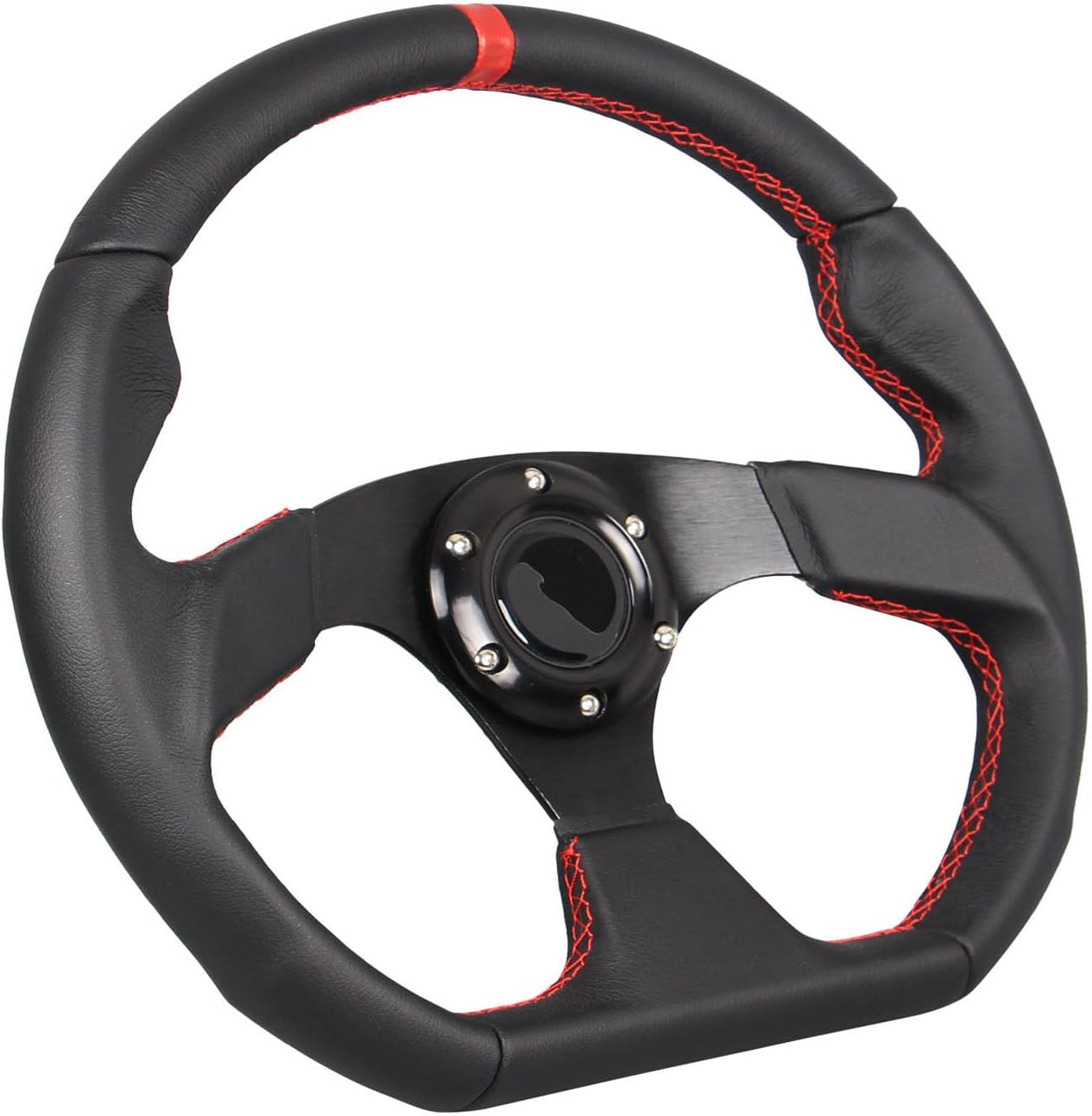 Amazon.com: GONMOT Universal Racing Sports Steering Wheel Red Stripe D ...