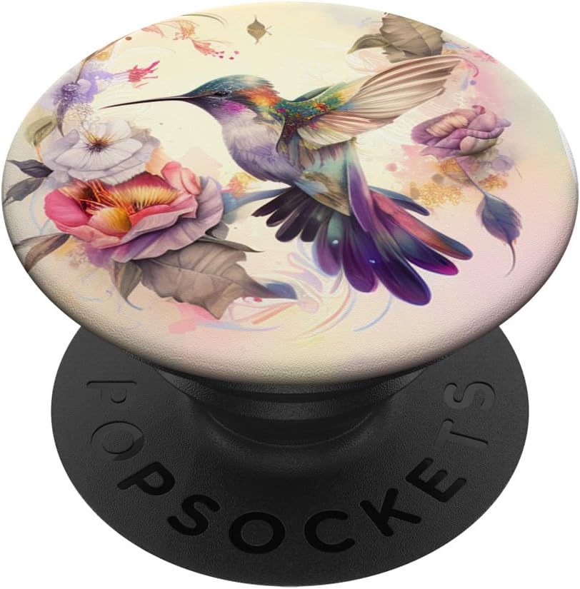 Amazon.com: Pink Hummingbird Flower Pop Sockets Grip Stand PopSockets ...