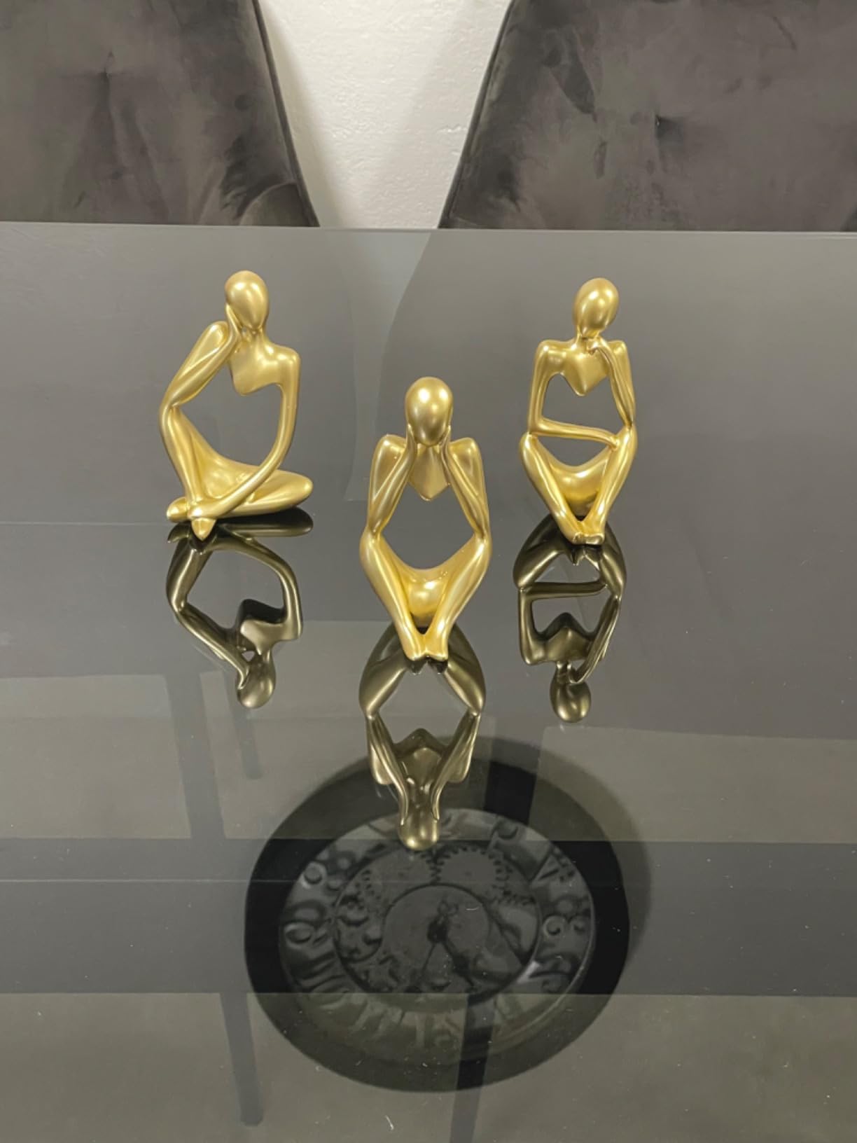 Thinker Statue Gold Decor Abstract Art Sculpture, Golden Resin ...