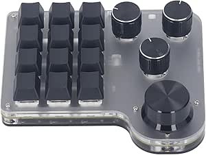 USB Mini Macro Mechanical Gaming Keyboard 12 Keys 4 Knobs One Handed ...