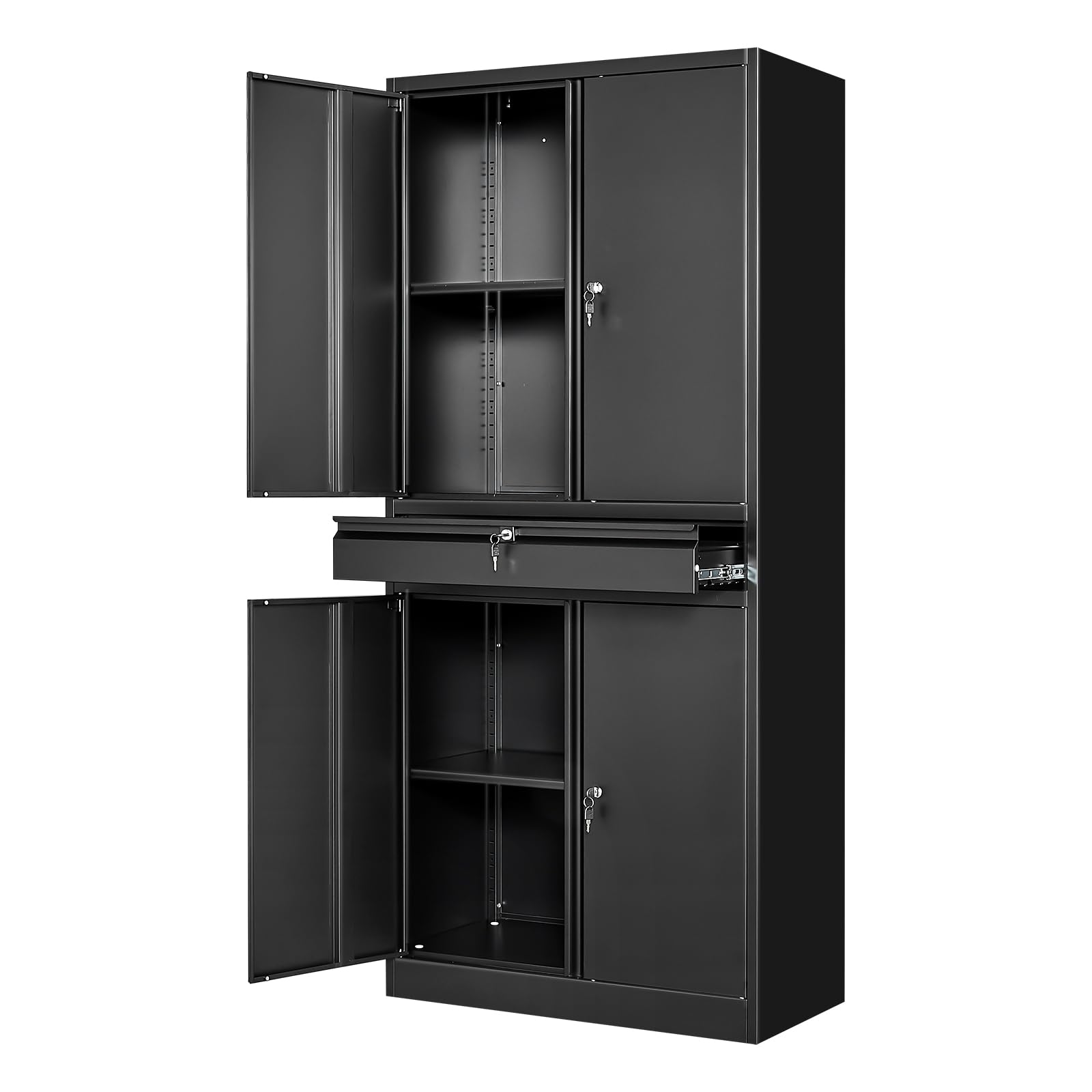 Amazon.com: AFAIF Black Metal Storage Cabinet with Lock, 71" Tall ...