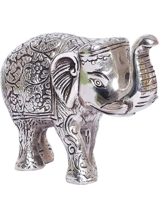 Buy ARYADIT Metal Elephant Silver Color for Showpiece Enhance Your Home ...
