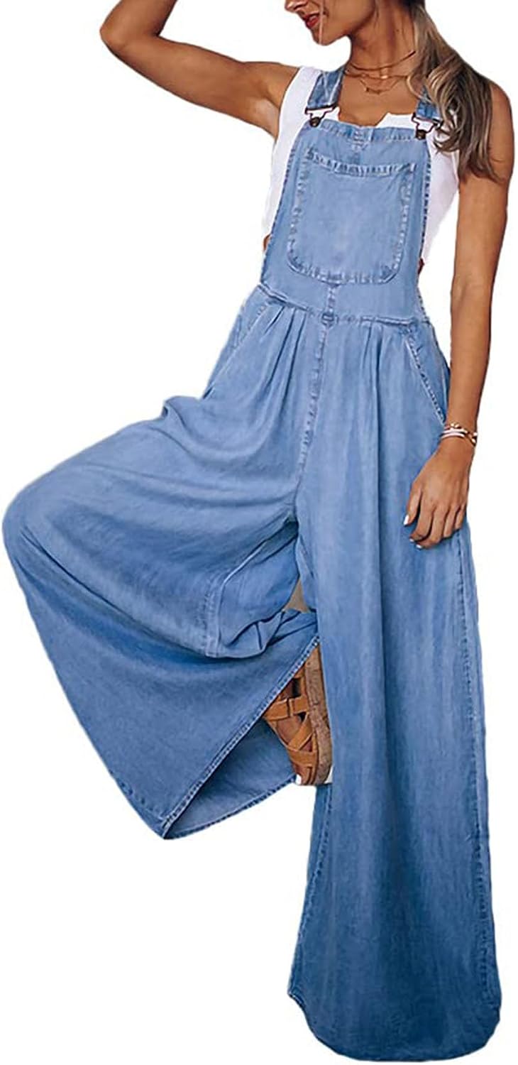 Amazon.com: Jumppmile Women's Denim Overall Casual Stretch Adjustable ...