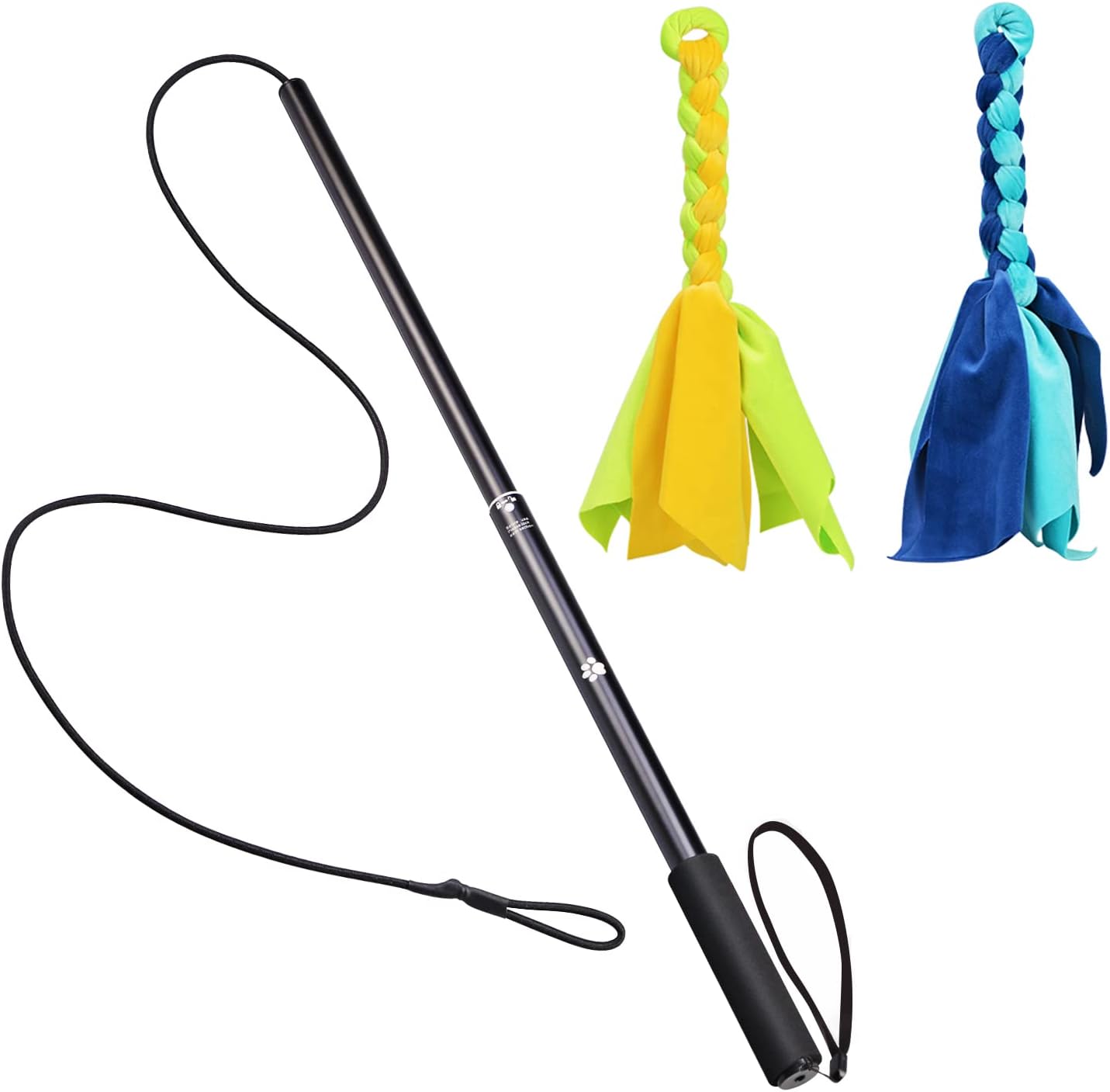 Flirt Pole for Dogs w/ Safe & Strong Non-Bungee Cord, Telescopic Lure ...