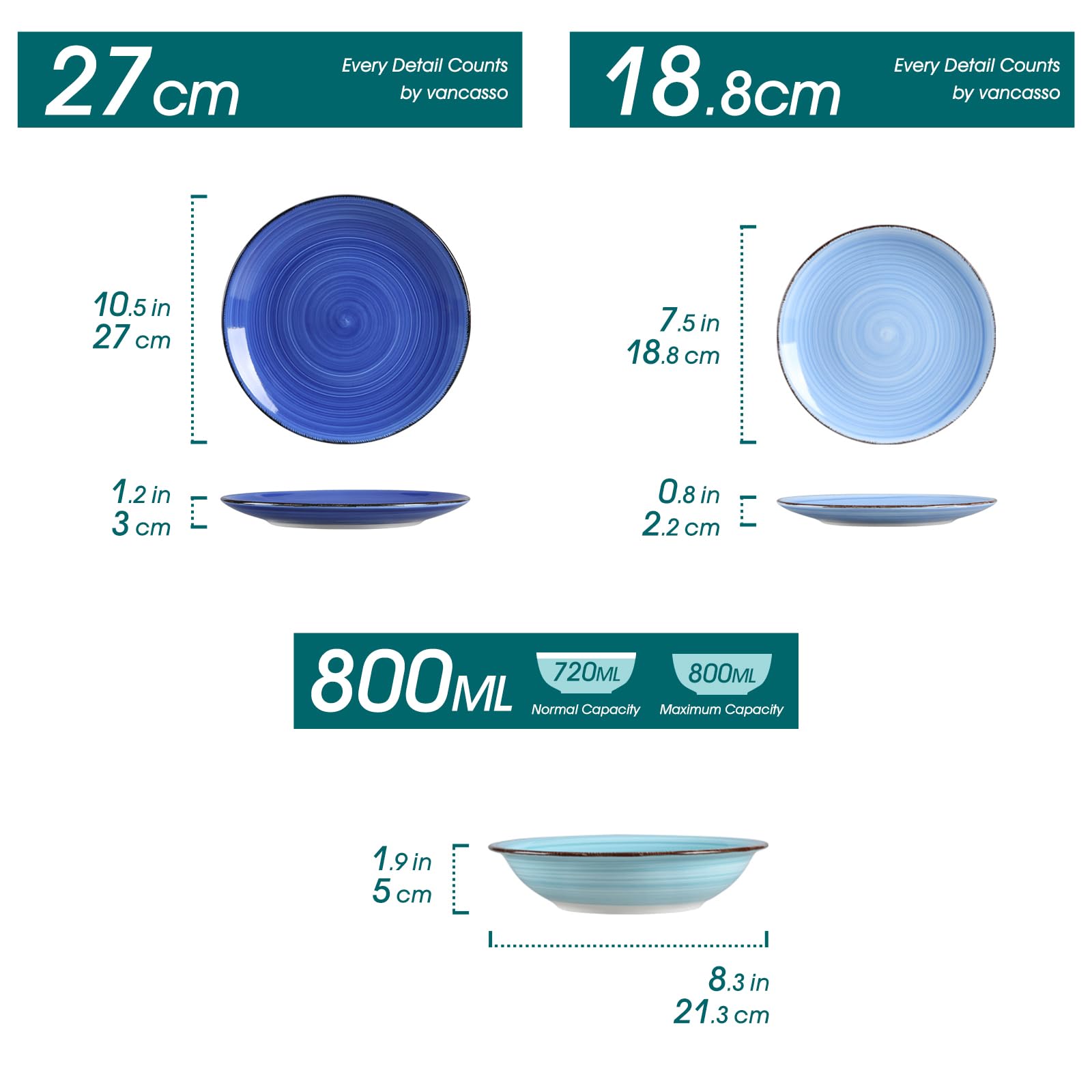 Snapklik.com : Vancasso Stoneware Dinnerware Set For 6
