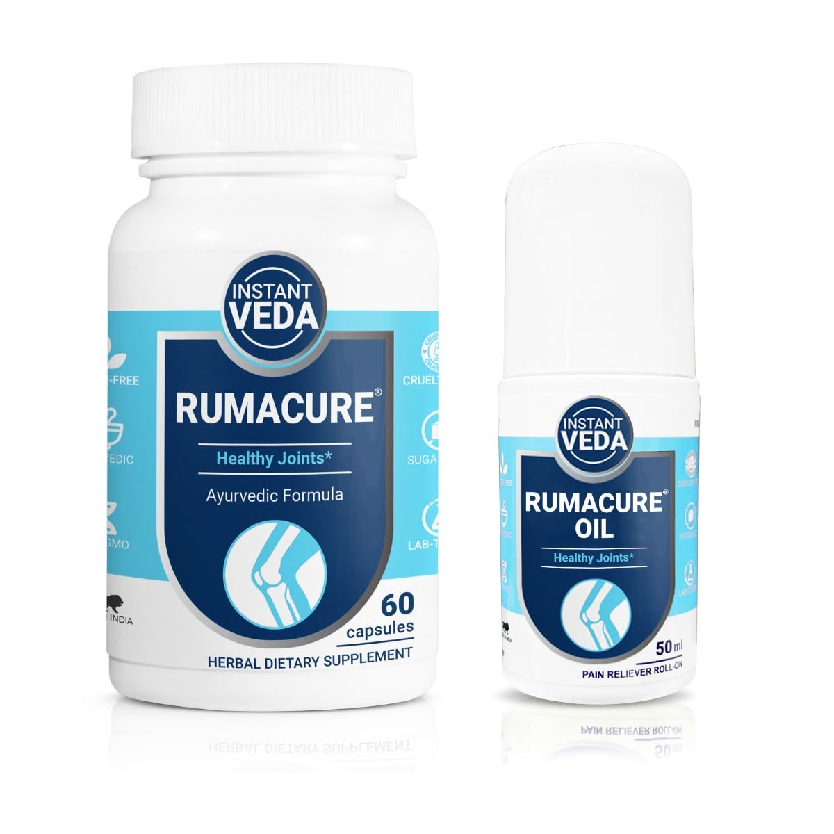 Instant Veda Rumacure Ayurvedic Roll On Oil and Capsules For Joint Pain ...
