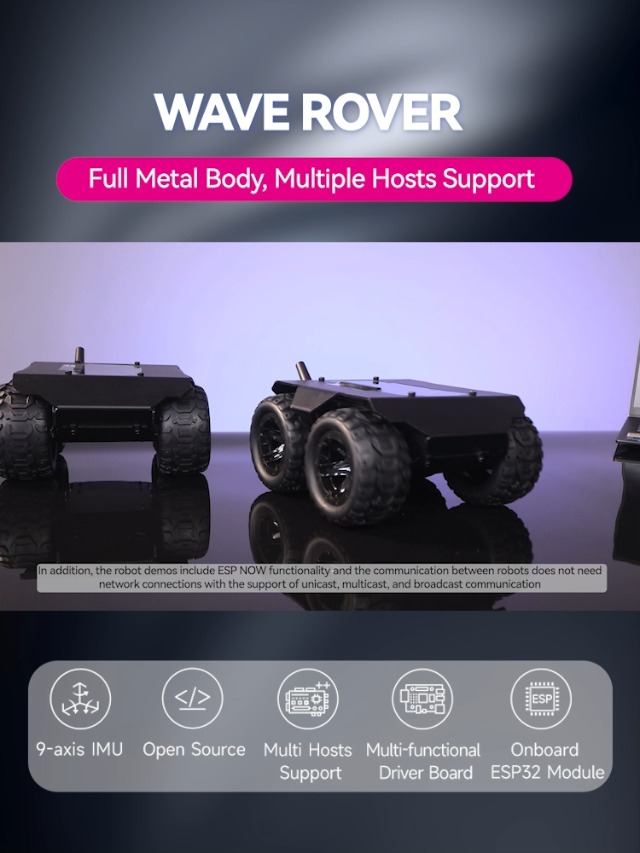 Robot éducatif Métal Wave Rover Waveshare - Chassis Robot 4WD ...