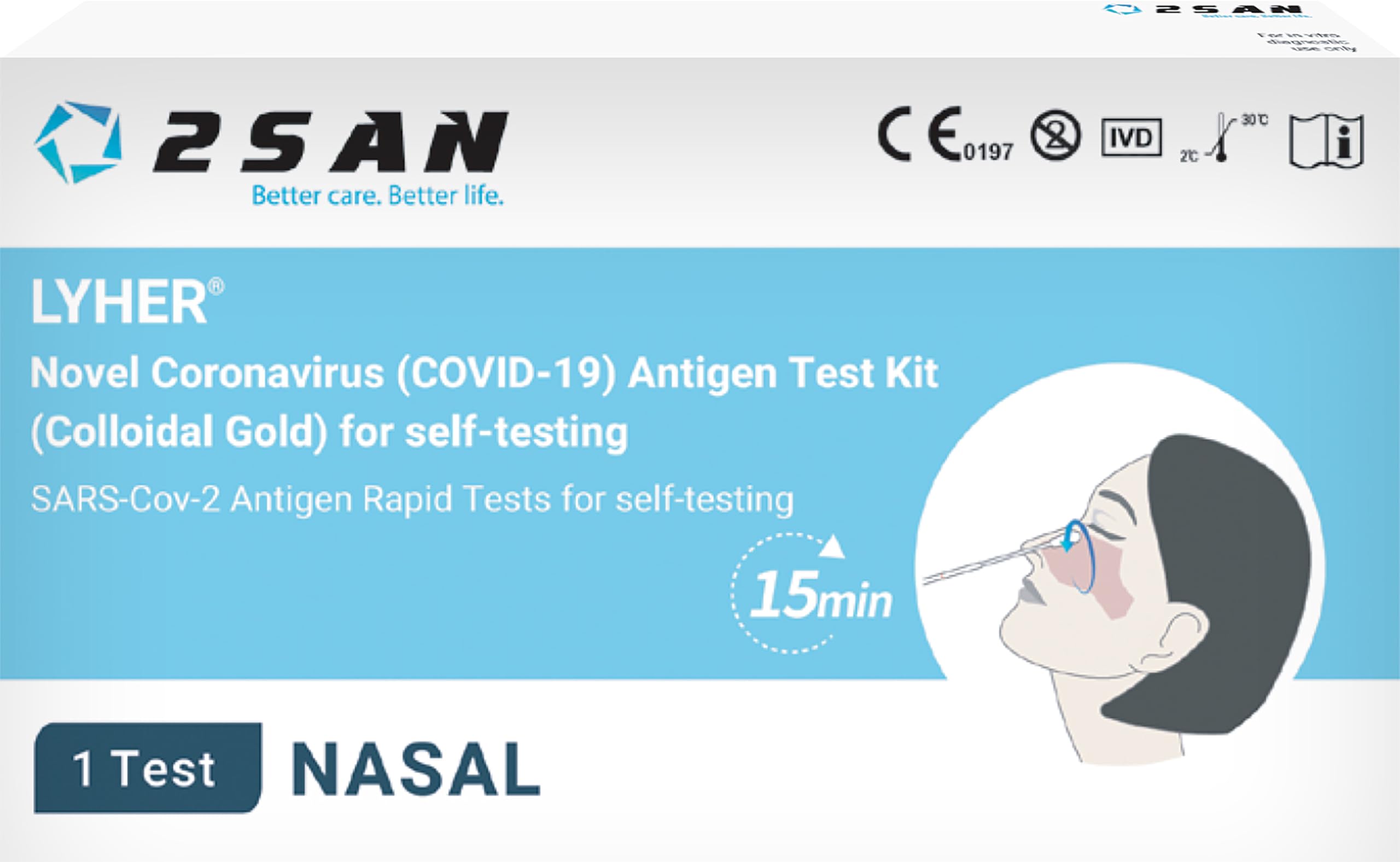 2San Lyher Rapid Antigen COVID-19 Test Kit, Quick At-Home Testing with ...