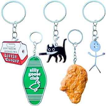 Amazon.com: 5PC Funny Keychains Keychain Set Fun Cute Weird Cool Little ...