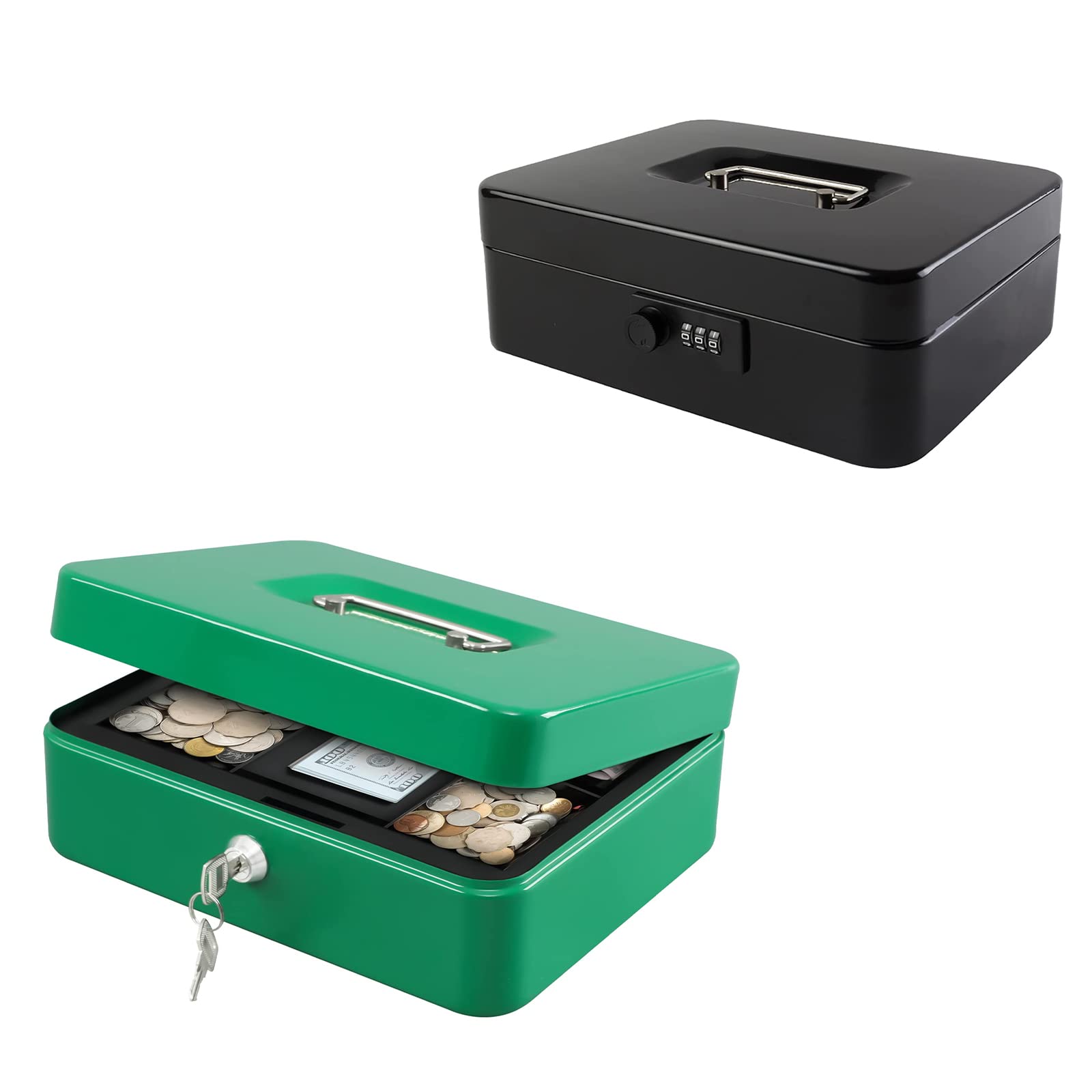 Amazon.com: KYODOLED Large Lock Box with Money Tray,Storage Cash Box ...