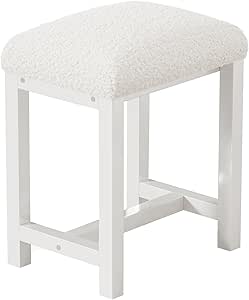 Amazon.com: Small Vanity Stool, Cute Vanity Stools with Faux Teddy Fur ...