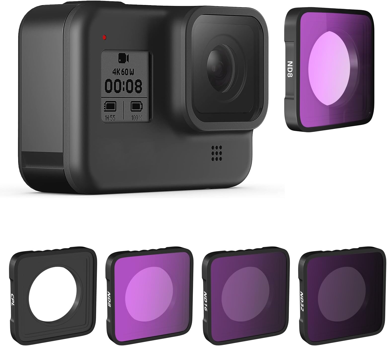 Amazon.com : LENSKINS ND Filters for GoPro Hero 12 11 10 9 Black, 4 ...