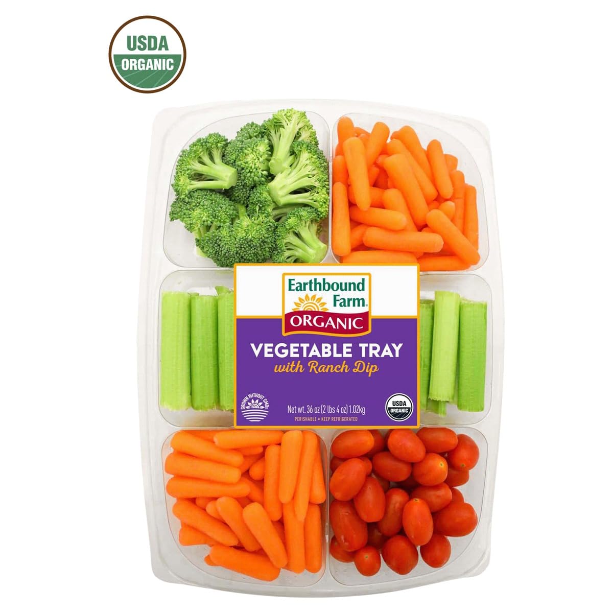 Amazon.com: Earthbound Farm Organic Vegetable Tray with Ranch Dip, 16oz ...