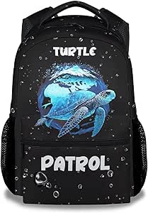 Amazon.com | KAXVZER Sea Turtle Backpack for Girls - 16 Inch Black ...
