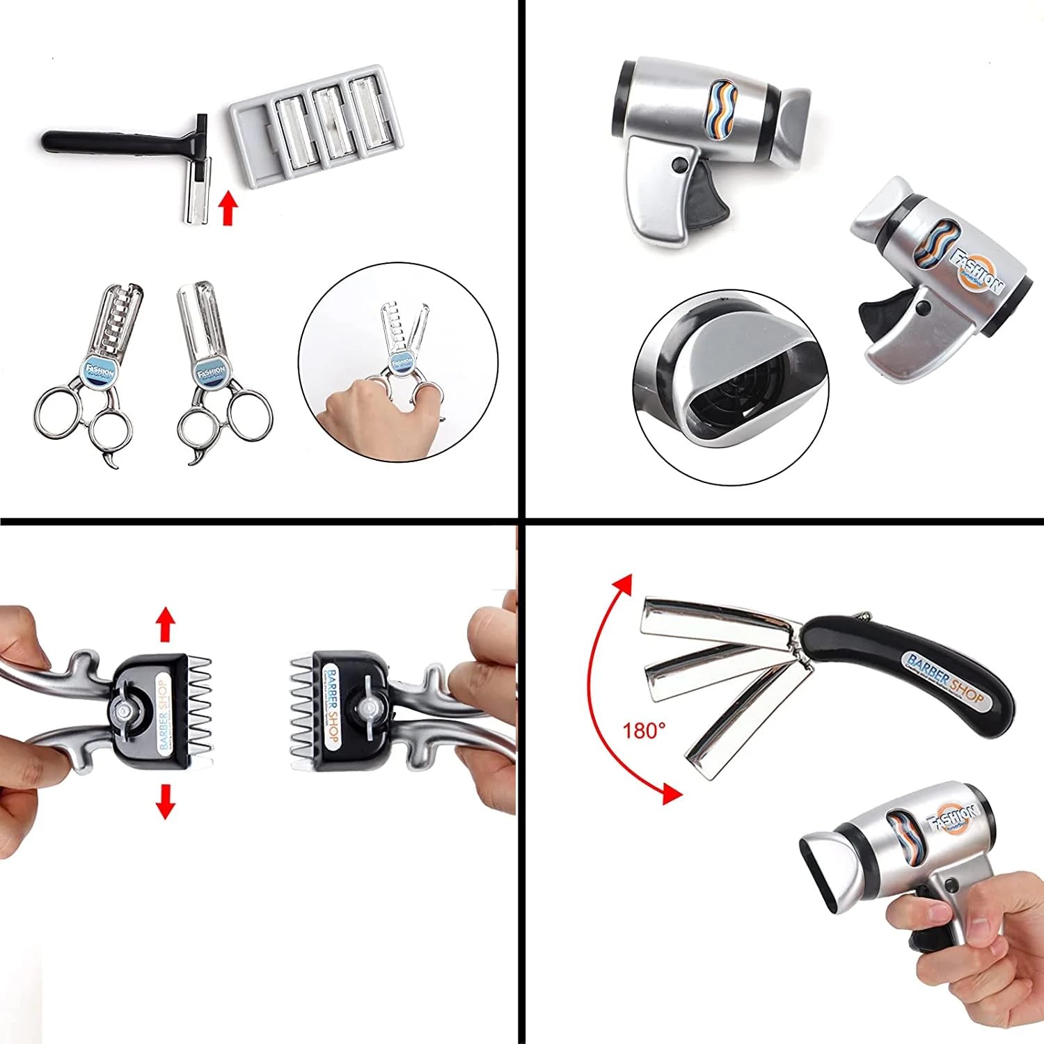 Kids Barber Shop Pretend Play Salon Hairstyle Set Kit Toy Play Hair ...