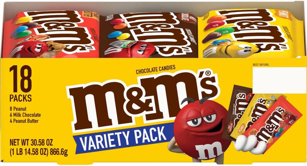 Amazon.com : M&M'S Milk Chocolate Candy Singles Size 1.69-Ounce Pouch ...
