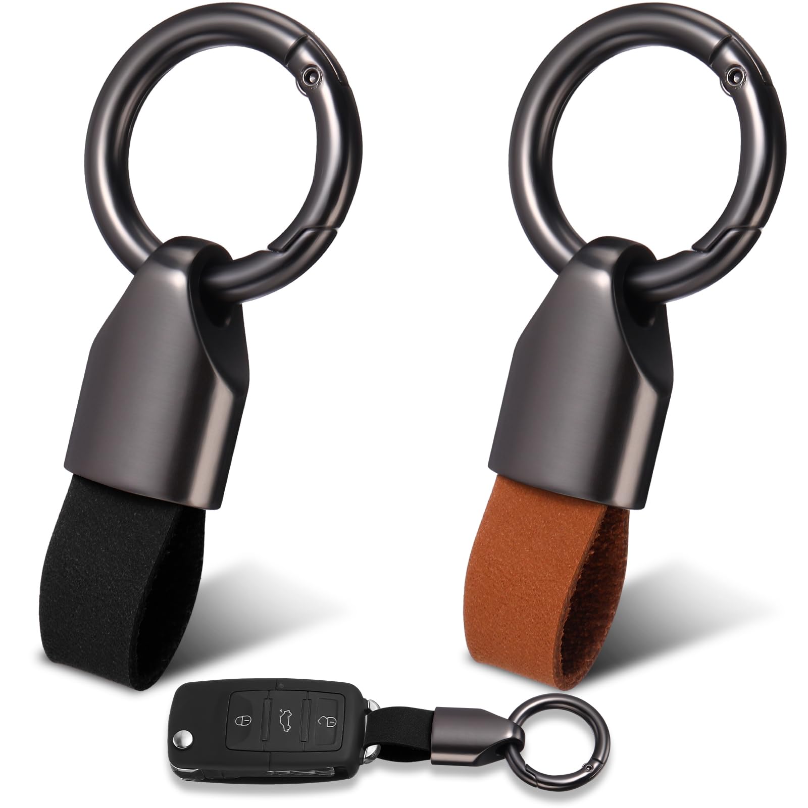 Yaocom 2 Pcs Leather Car Keychain Belt Keychain Quick Release Zinc ...