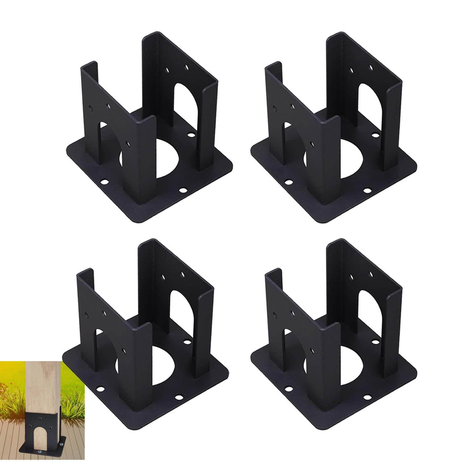 Amazon.com : Wpbhk 4Pcs Wood Fence Pergola Post Base Brackets kit Fit ...