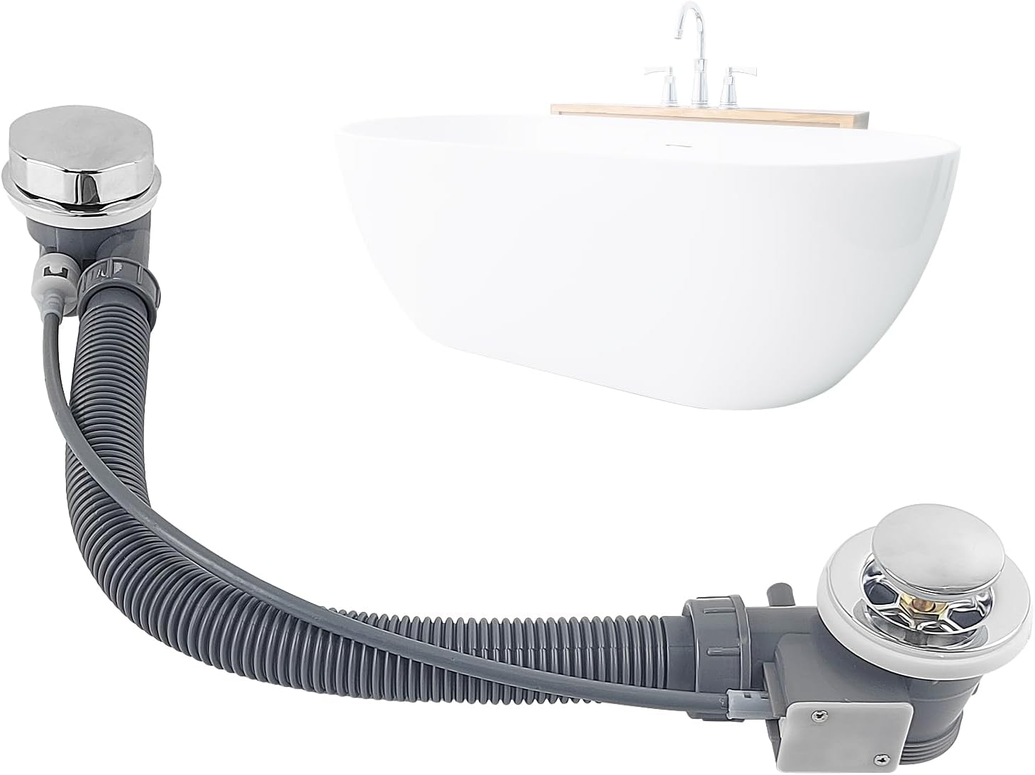 Bath Waste and Overflow Kit, Stainless Steel Plastic Drain Down Hose ...