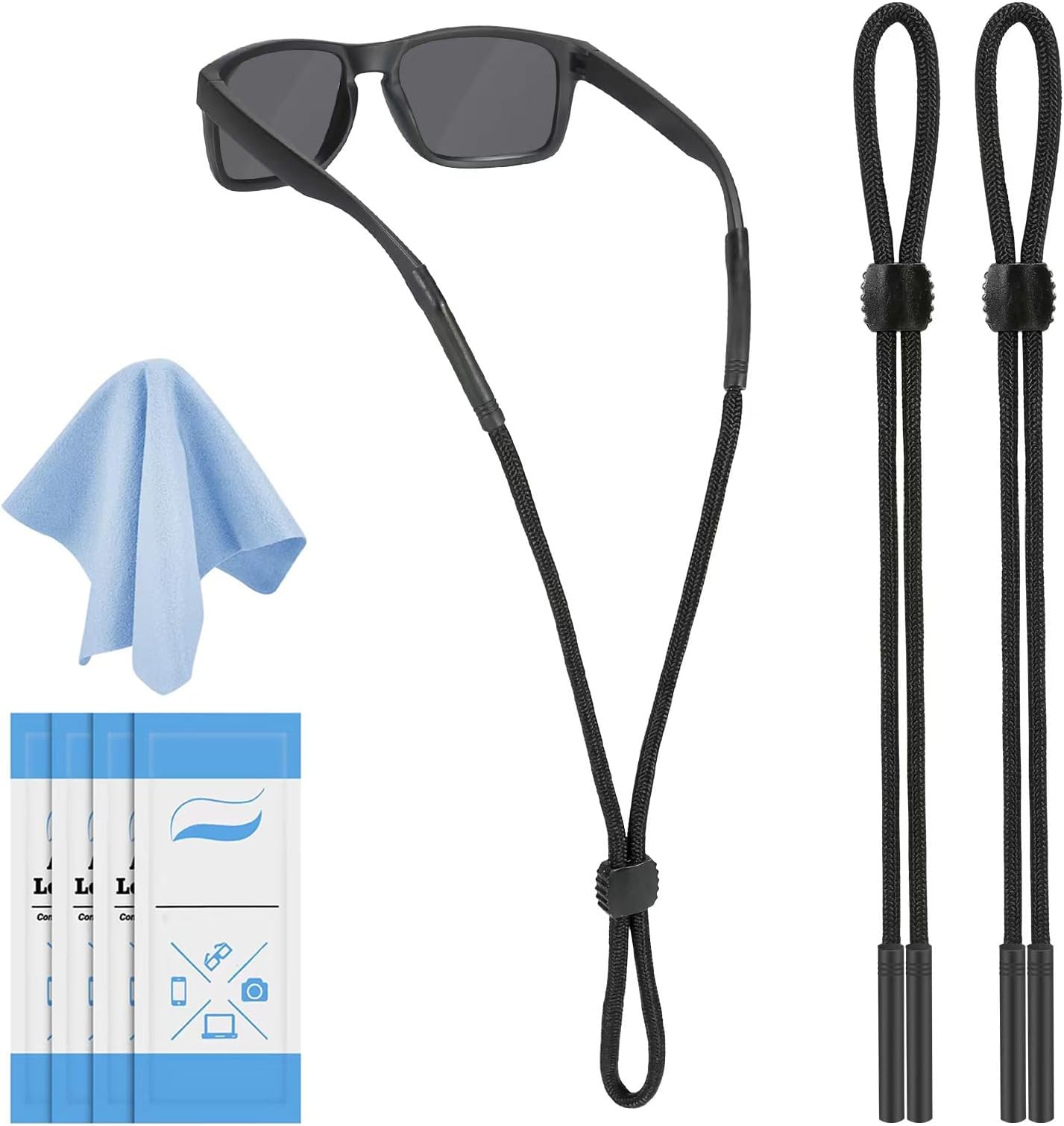 SHINKODA Black Glasses Strap, Sports Sunglasses & Eyeglasses Holder ...