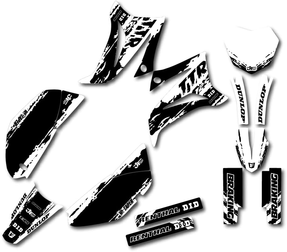 Amazon.com: Black White Slick Racing Graphics kit Fits Yamaha 08-25 ...