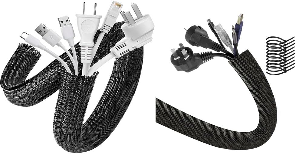Amazon.com: AGPTEK Cable Sleeve Cover 2 Pack 5ft - 1.2inch and Cable ...